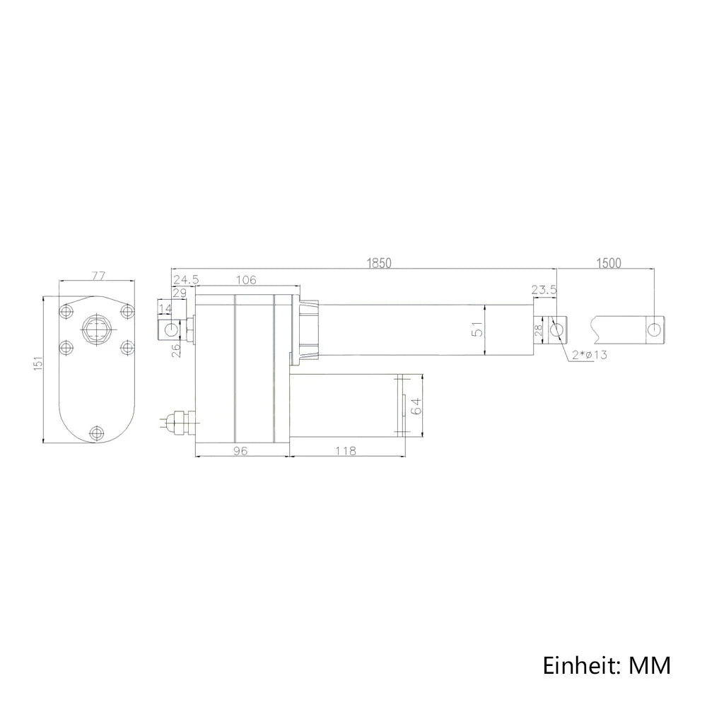 1500MM 3000N Schwerlast Linearantrieb Elektrozylinder mit Fernbedienun ...